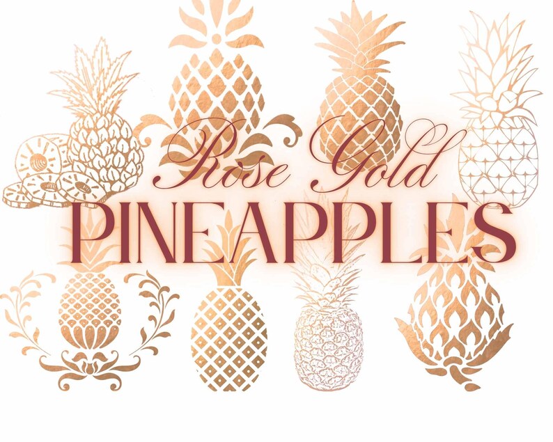 Digital Clip Art | Rose Gold Pineapples - Etsy