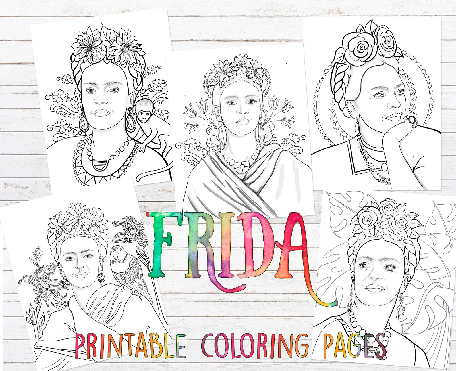 Five Different Mexican Woman Printable Coloring Pages | Hand Drawn - Etsy