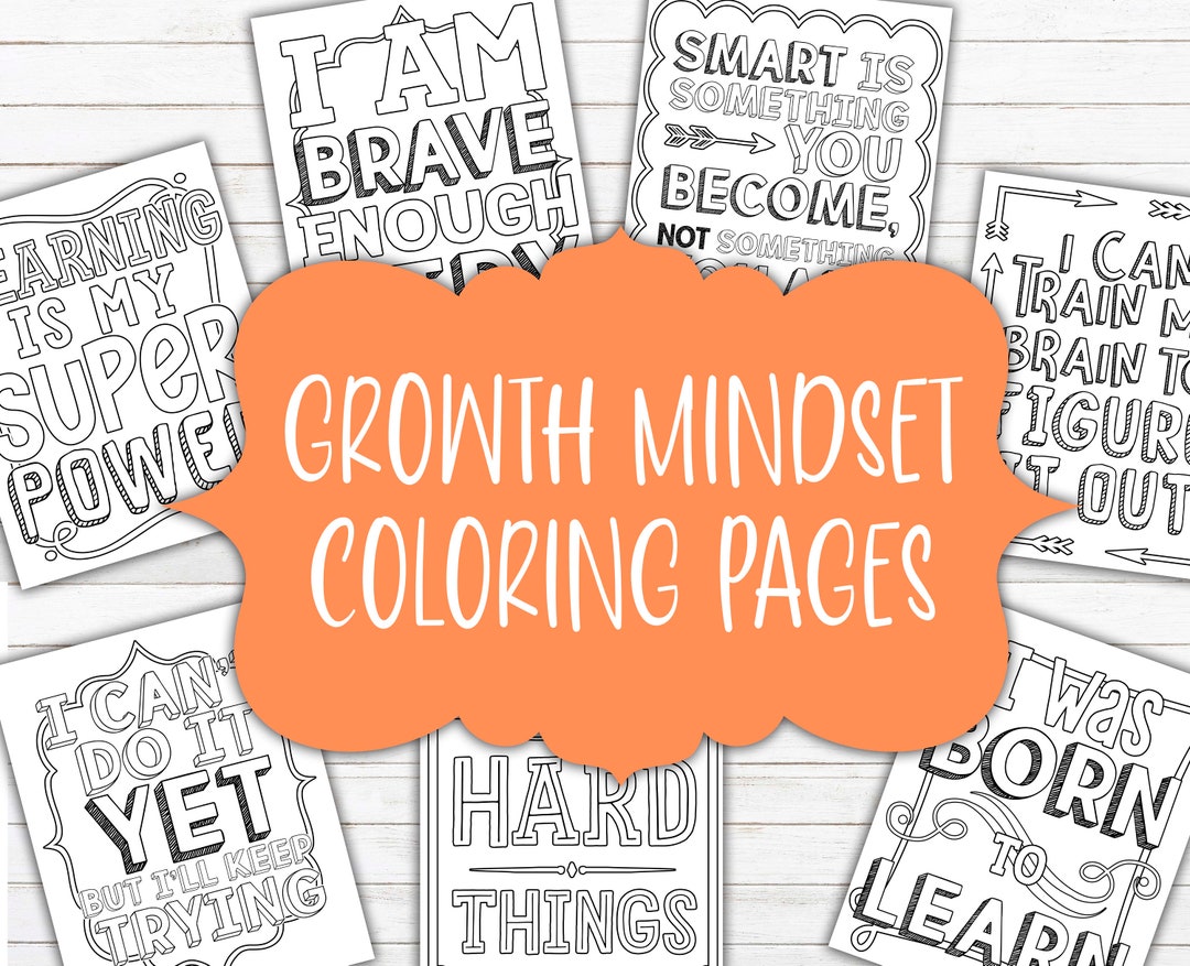 Growth Mindset Coloring Pages 8.5x11 Inches | 7 Different Sheets - Etsy