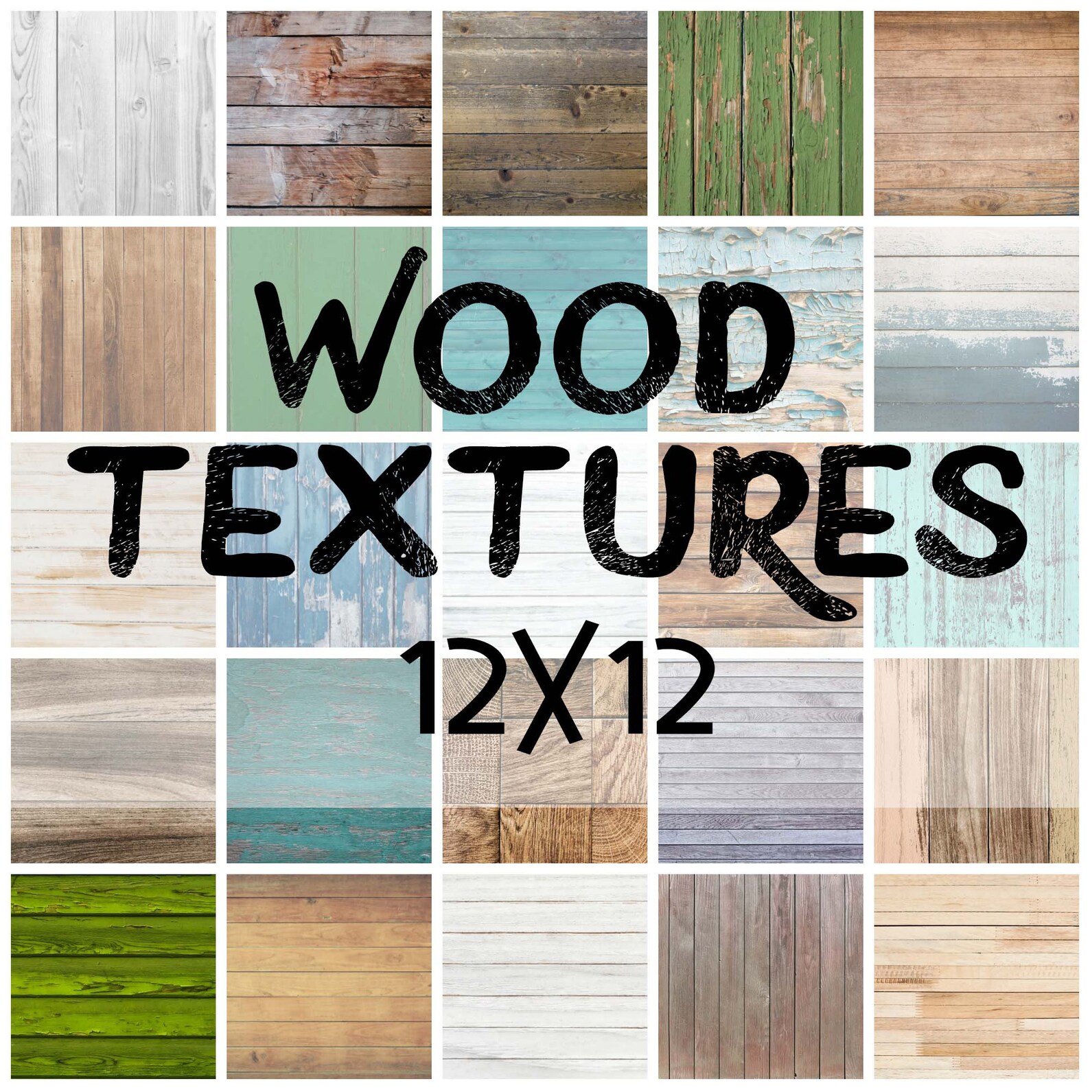 Wood and Chipped Paint Textures Digital Sheets, 12x12 Digital Papers ...