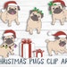 Christmas Pugs Digital Clip Art Png Files Holiday Pug Clipart - Etsy