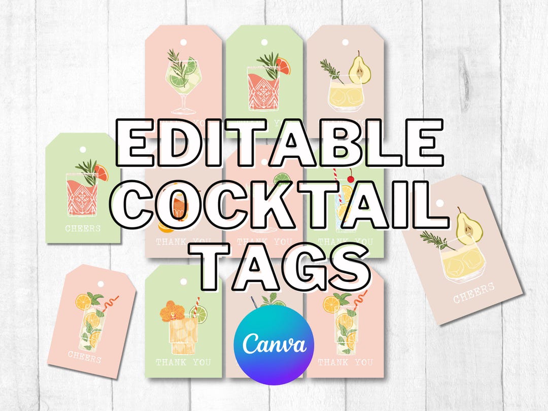 Personalize Your Party: Editable Cocktail Gift Tags in Dreamy Pastels ...