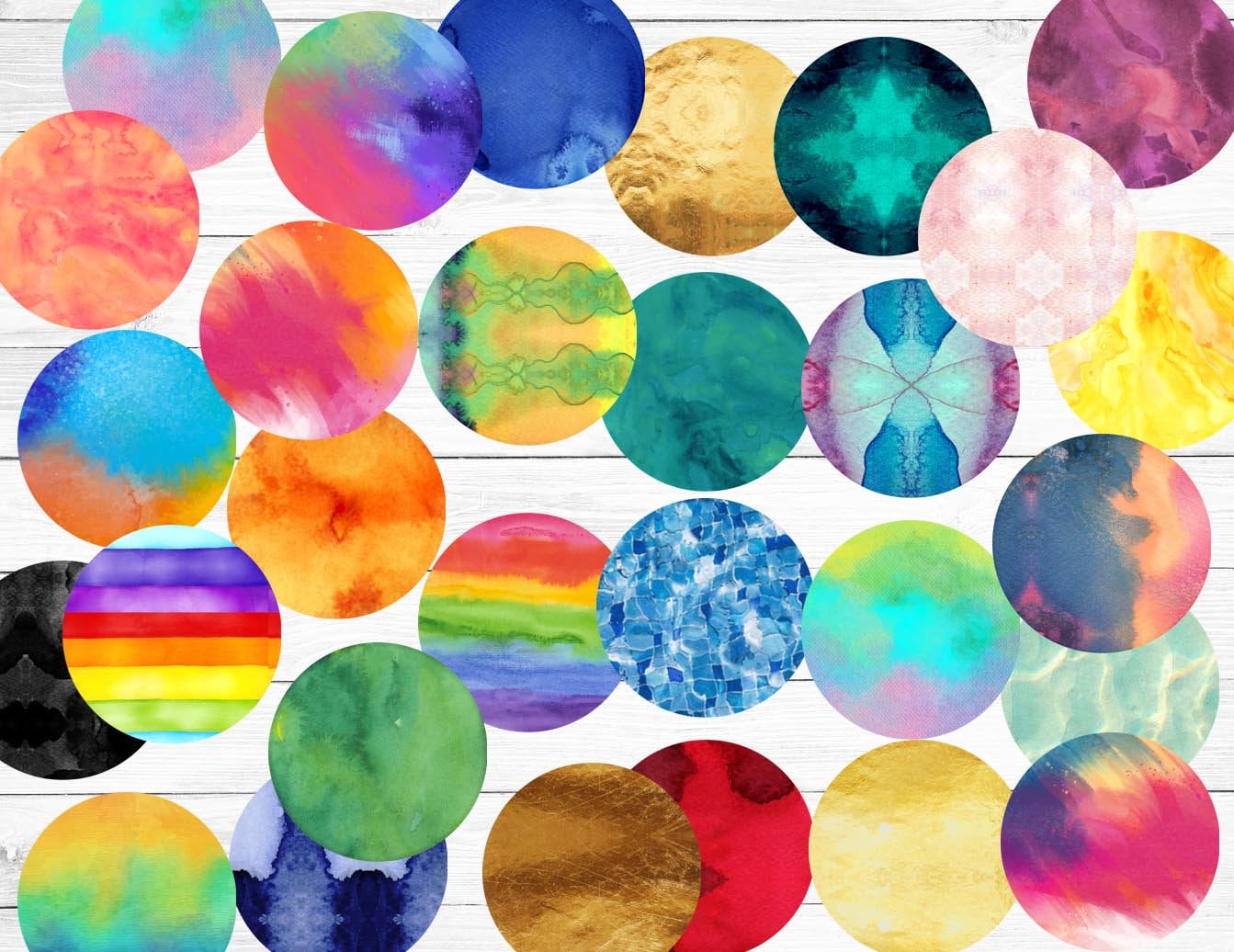 Paint and Watercolor Circles Digital Clip Art 300dpi .png Files ...