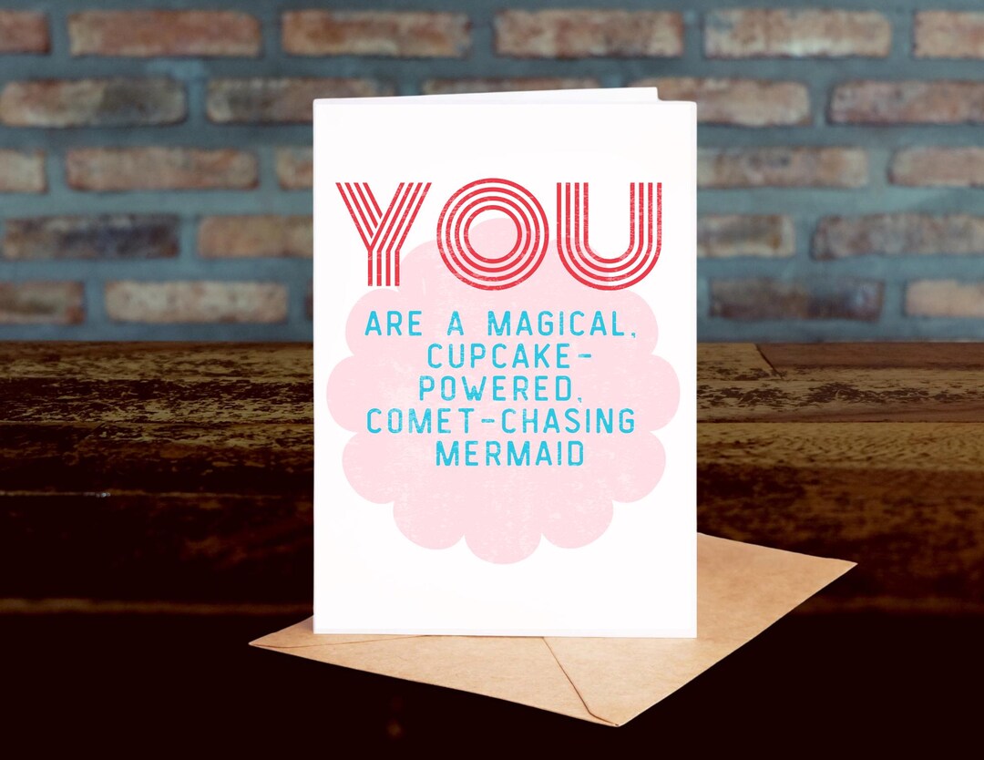 Funny Friendship Card: Magical Cupcake Mermaid (5x7 Print File) - Etsy