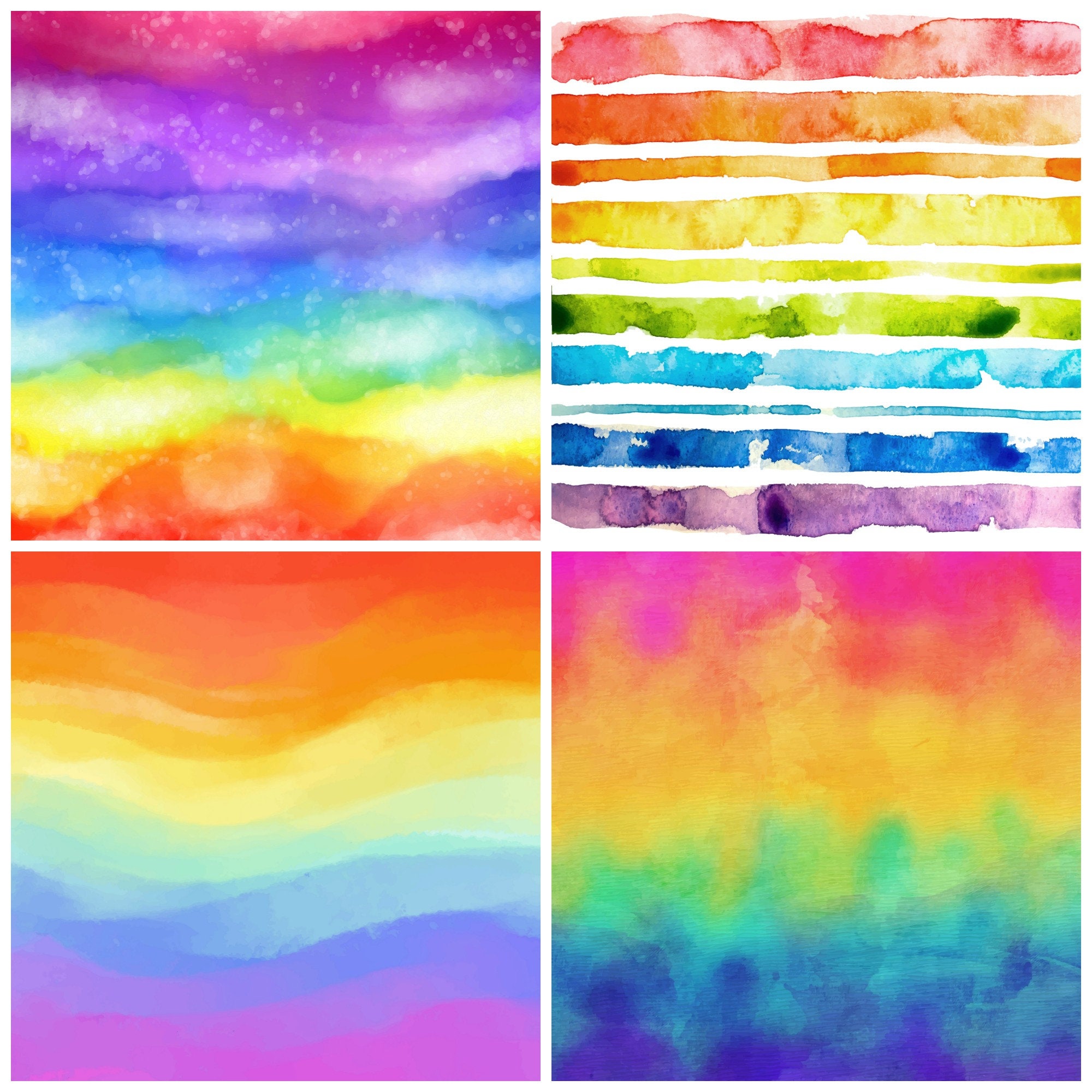 Painted Rainbow Backgrounds Rainbow Watercolor Digital | Etsy