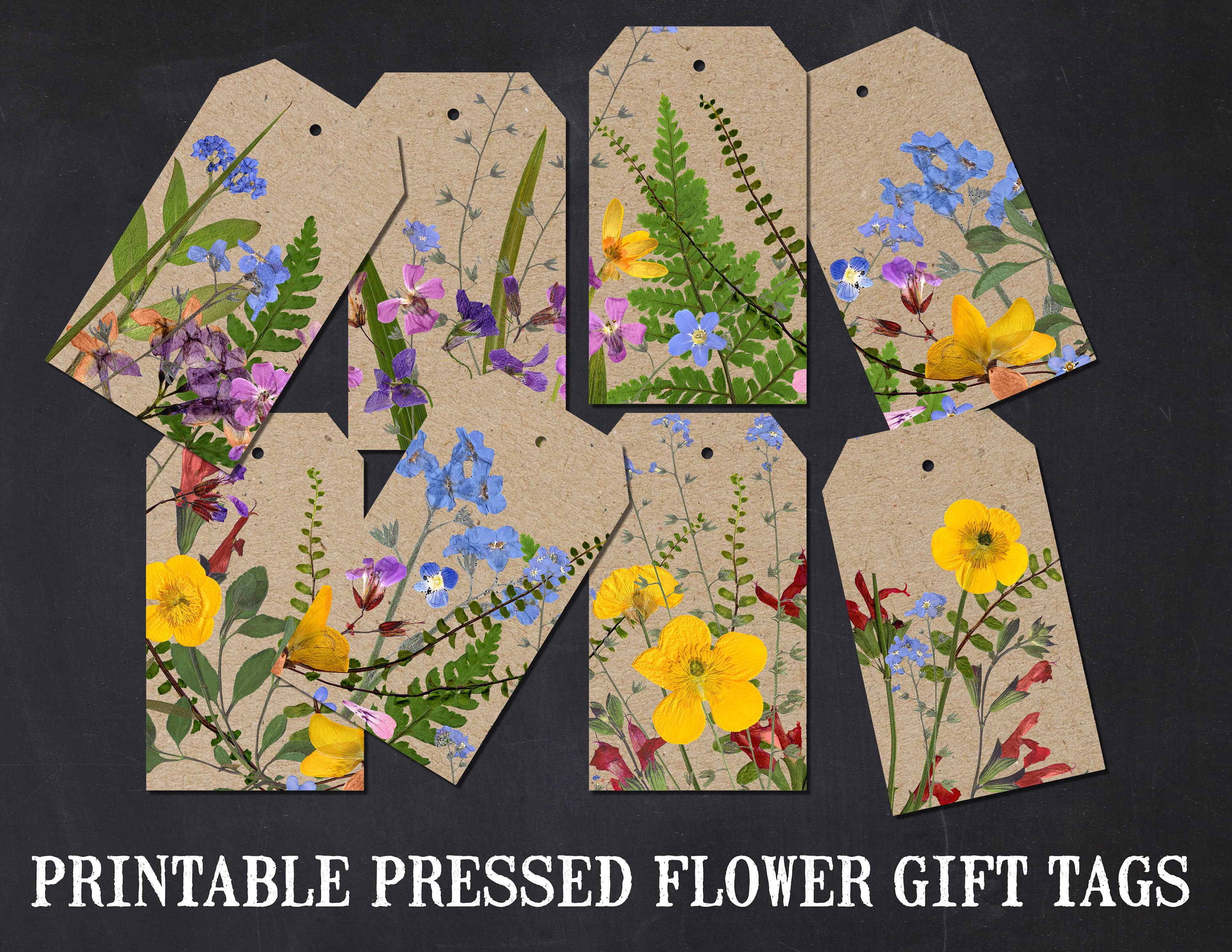 Real Pressed Flower Printable Tags | Floral Giftwrap | Nature Gift Tags ...