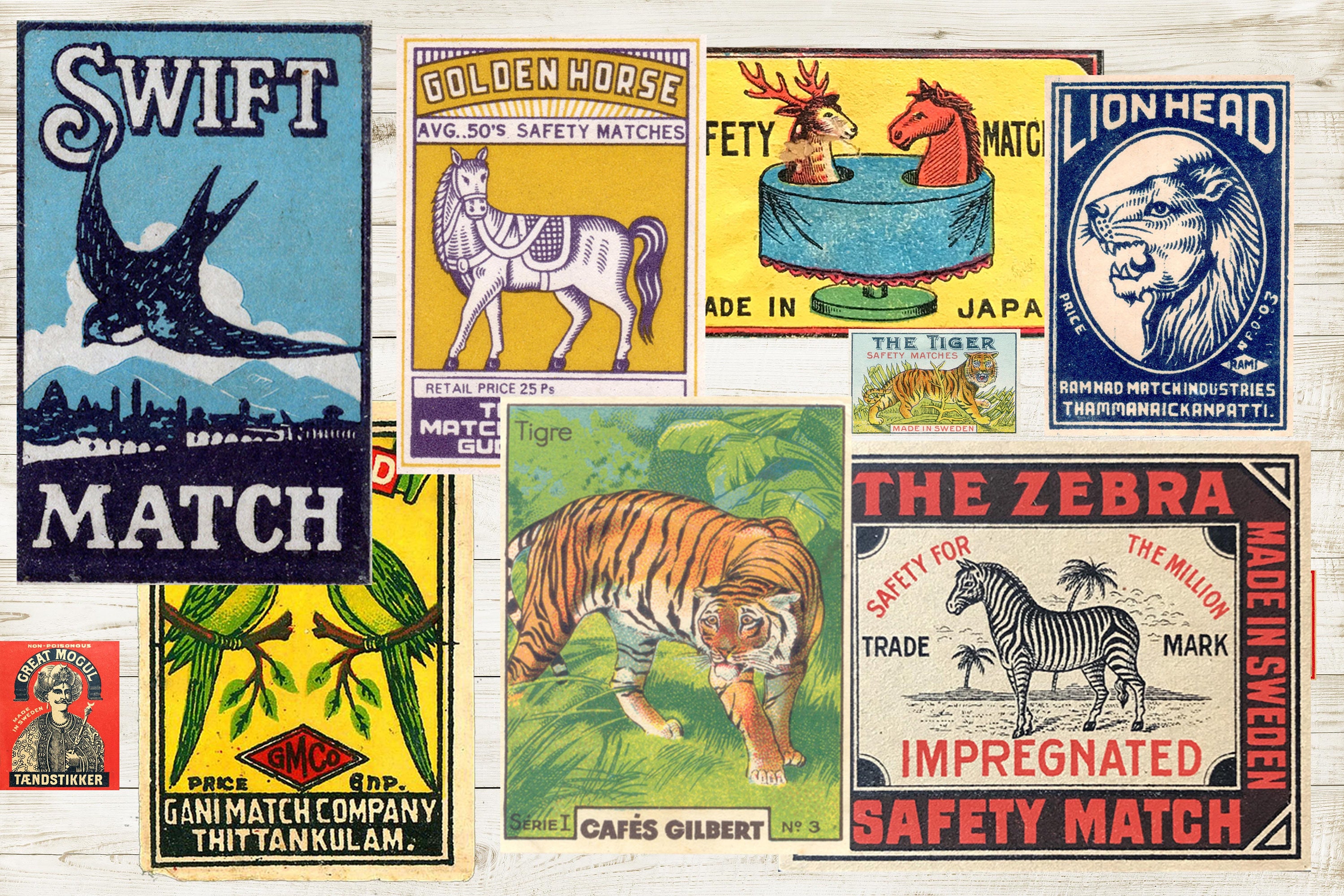 Vintage Matchbox Graphics Digital Clip Art 25.png Files Collage Clip ...