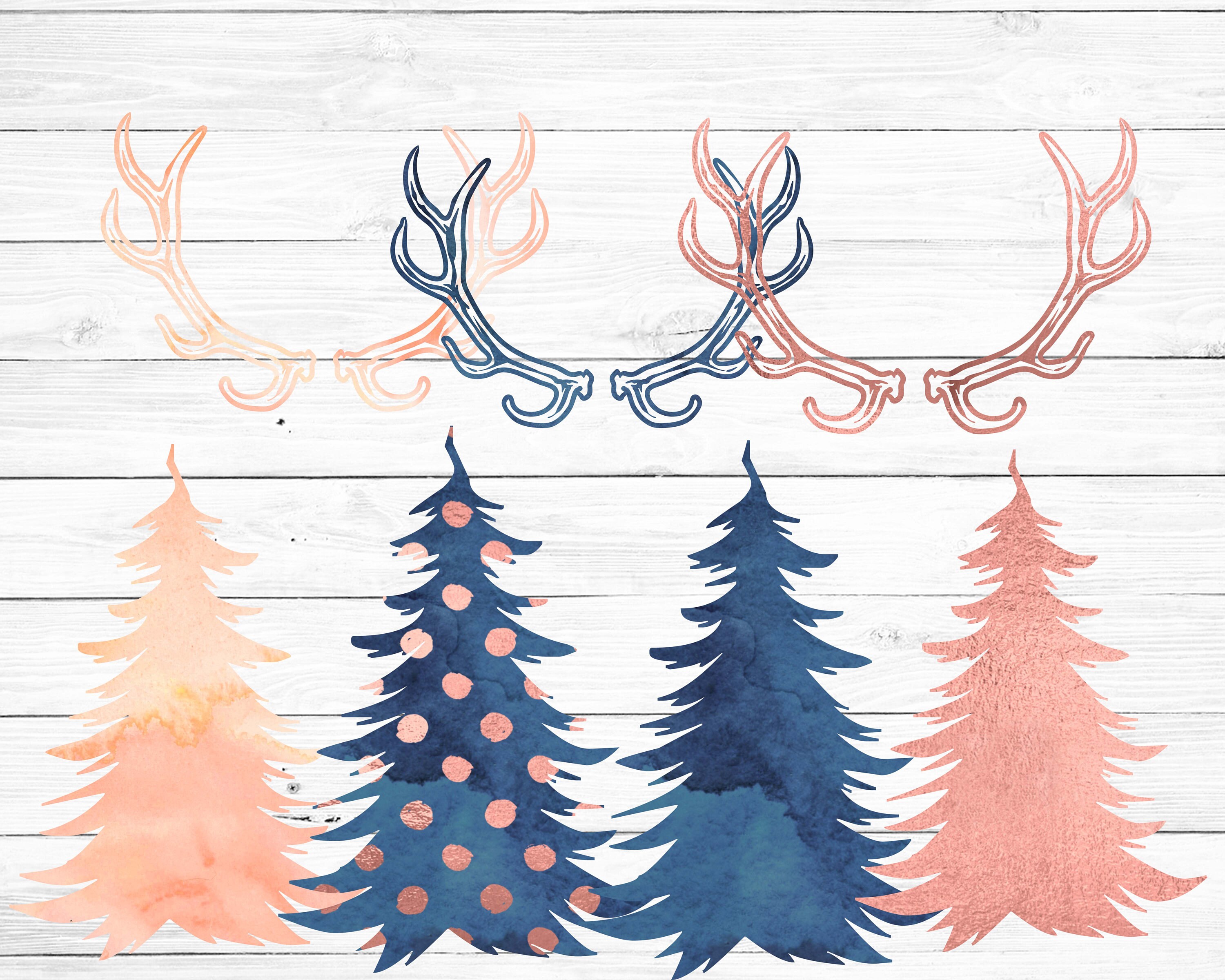 Rose Gold, Blush and Navy Digital Clip Art Printable Papers - Etsy