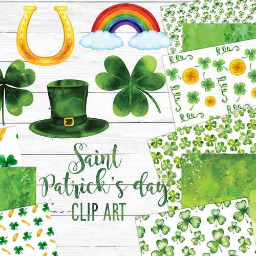 Watercolor St Patrick's Day Digital Clip Art 300dpi - Etsy