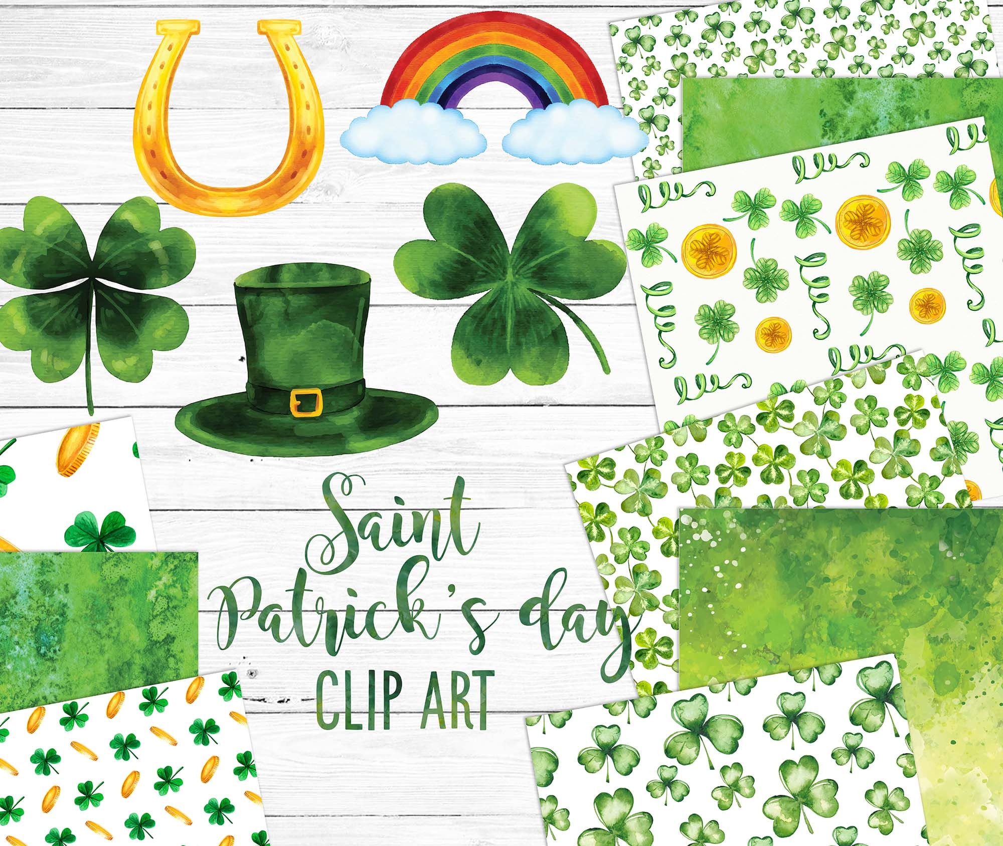 Watercolor St Patrick's day digital clip art 300dpi | Etsy