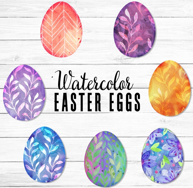 Watercolor Easter Eggs Digital Clip Art 300dpi .png Files Transparent ...