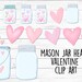 Hand Drawn Valentine Mason Jar Hearts Clip Art With FREE 12x12 - Etsy UK