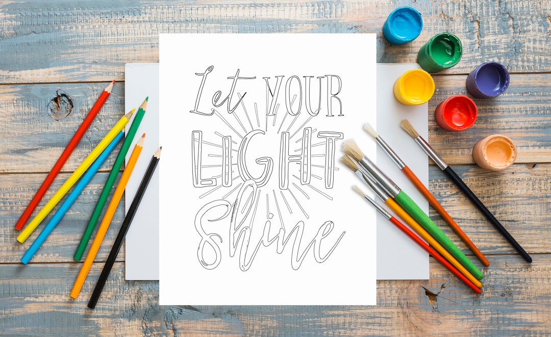 Let Your Light Shine | Printable Coloring Page 8.5x11 Inches - Etsy