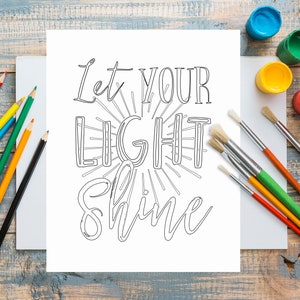 Let Your Light Shine | Printable Coloring Page 8.5x11 Inches - Etsy