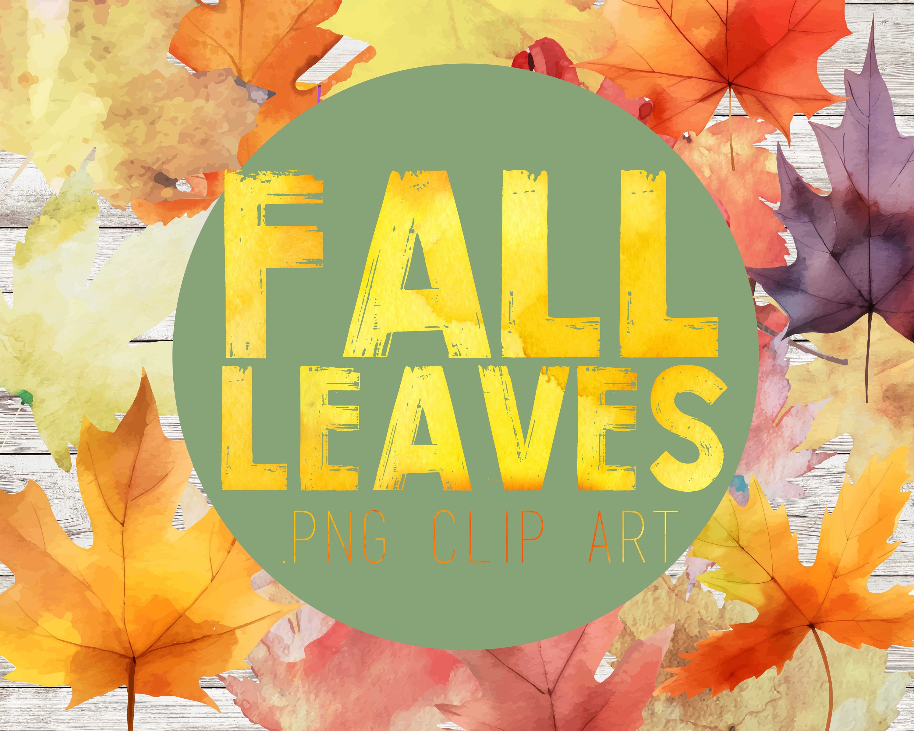 Watercolor Fall Leaves Digital Clip Art 280dpi .png Files Transparent ...