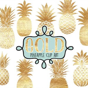 Digital Clip Art | Gold Pineapples - Etsy