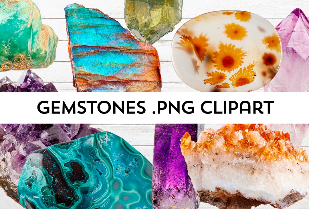 Gemstone / Crystals Clip Art Pack - 50 .png Files, Photographic Crystal ...
