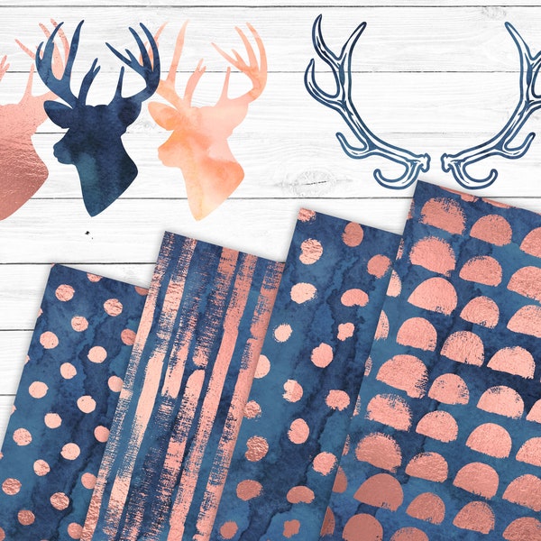 Rose Gold Navy Art - Etsy