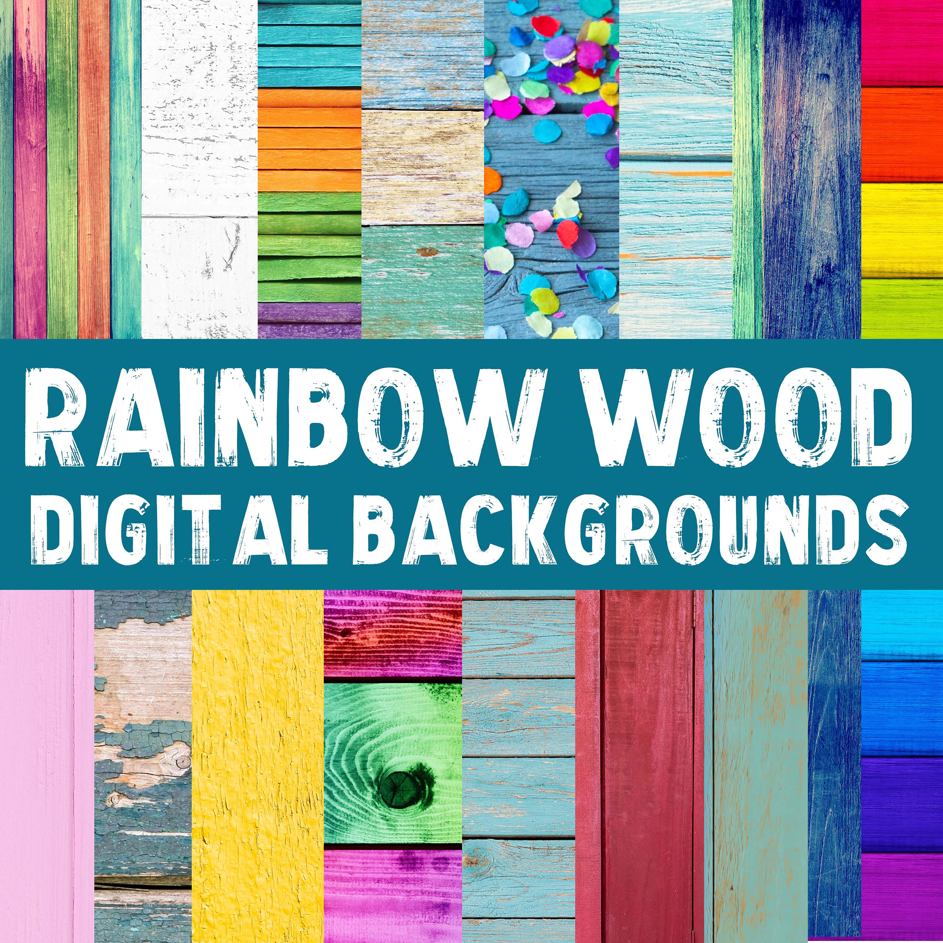 Colorful Rainbow Wood Backgrounds Rainbow Digital Textures - Etsy