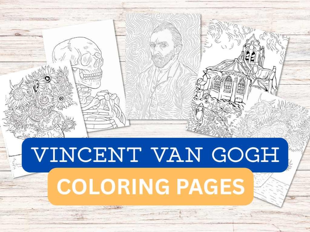Vincent Van Gogh Printable Coloring Pages | Hand Drawn - Etsy