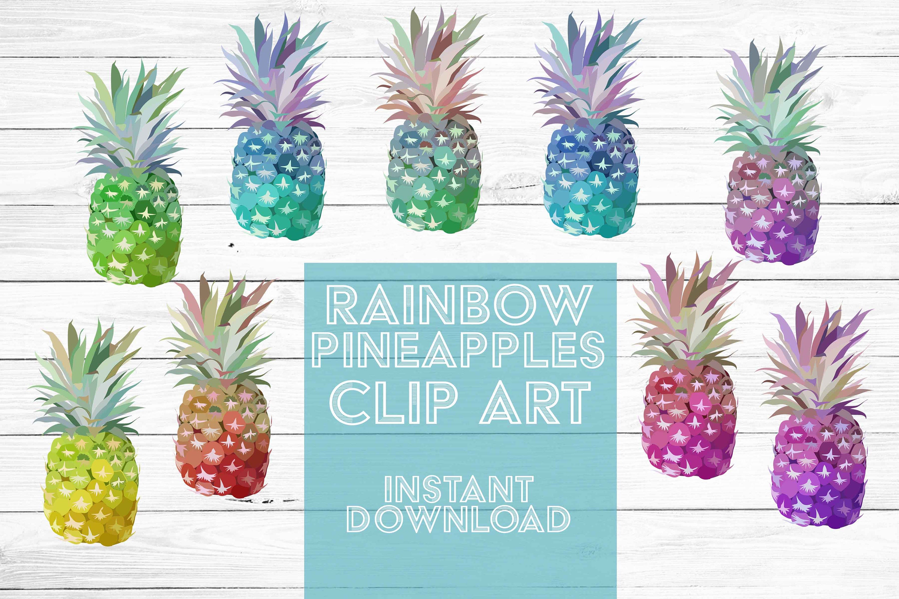 Rainbow Pineapple Clip Art Multi Color Digital Clipart - Etsy