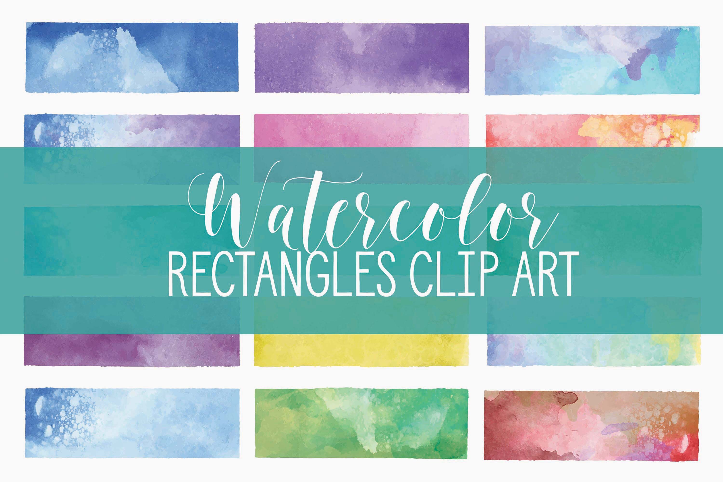 Watercolor Rectangle Shapes Png Files Watercolor Clip Art - Etsy