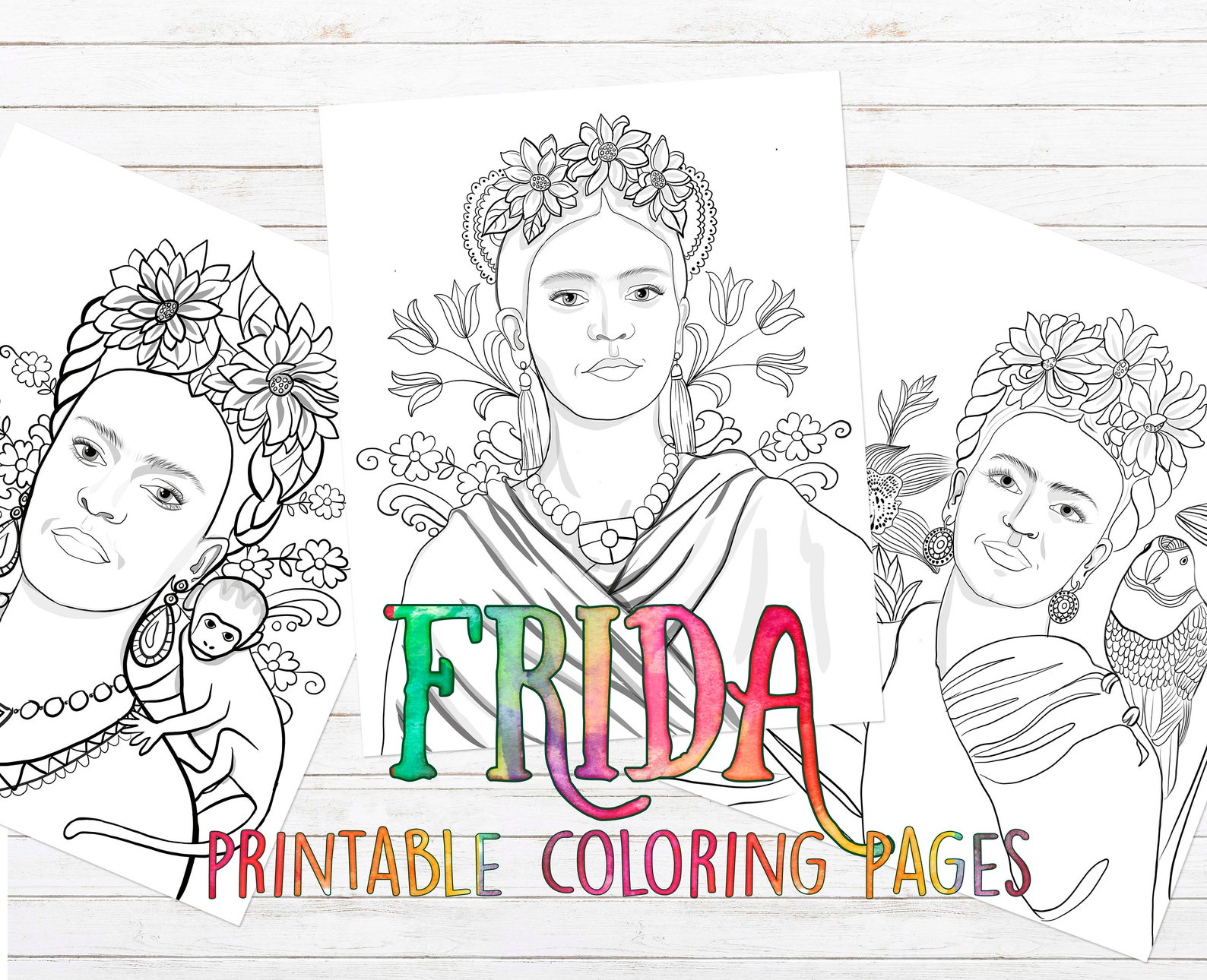 Five Different Mexican Woman Printable Coloring Pages | Hand Drawn - Etsy