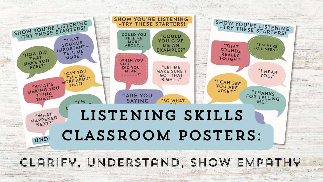 Listening Skills Classroom Posters: Understand, Empathy, Life Skills ...