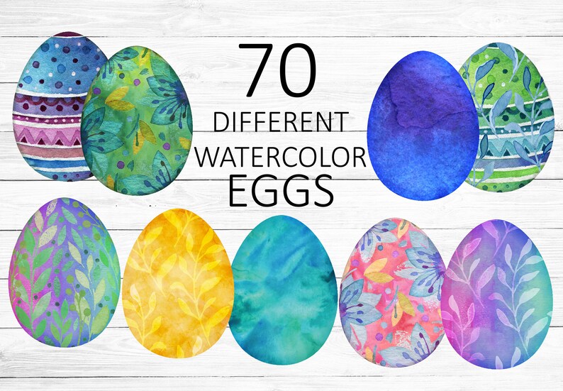 Watercolor Easter Eggs Digital Clip Art 300dpi .png Files Transparent ...
