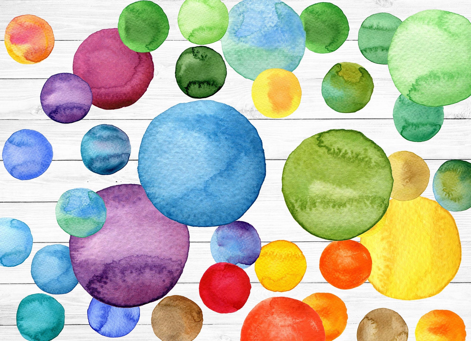 Watercolor Circles | Digital Clip Art | 300dpi .png Files | Transparent ...