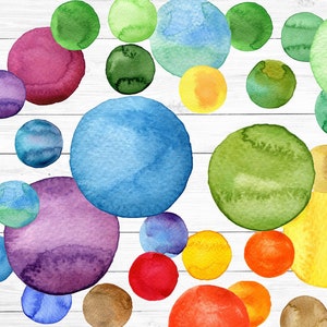 Watercolor Circles | Digital Clip Art | 300dpi .png Files | Transparent ...
