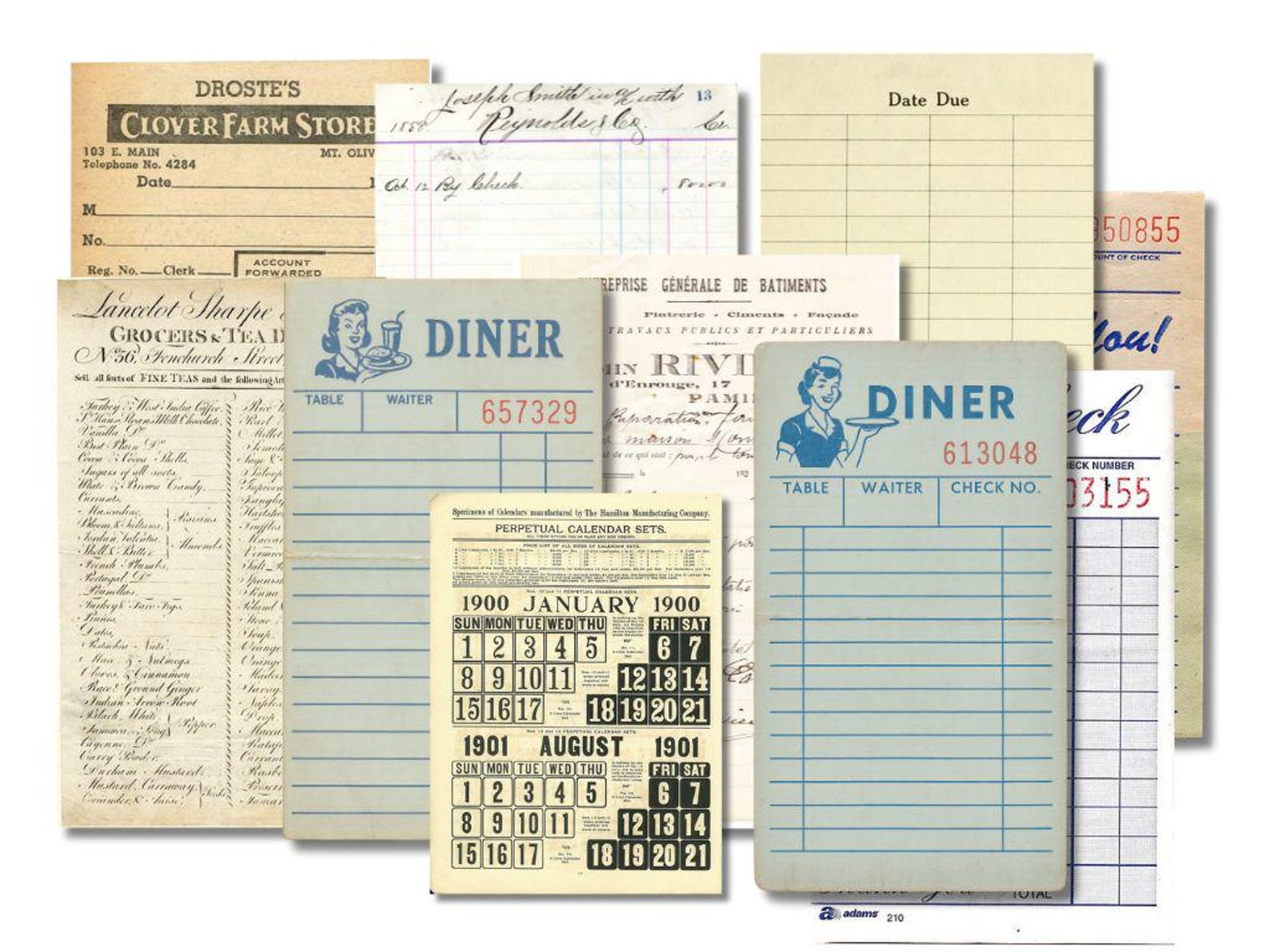 Vintage Office Ephemera Clip Art | Antique Ledger, Receipts & Labels ...