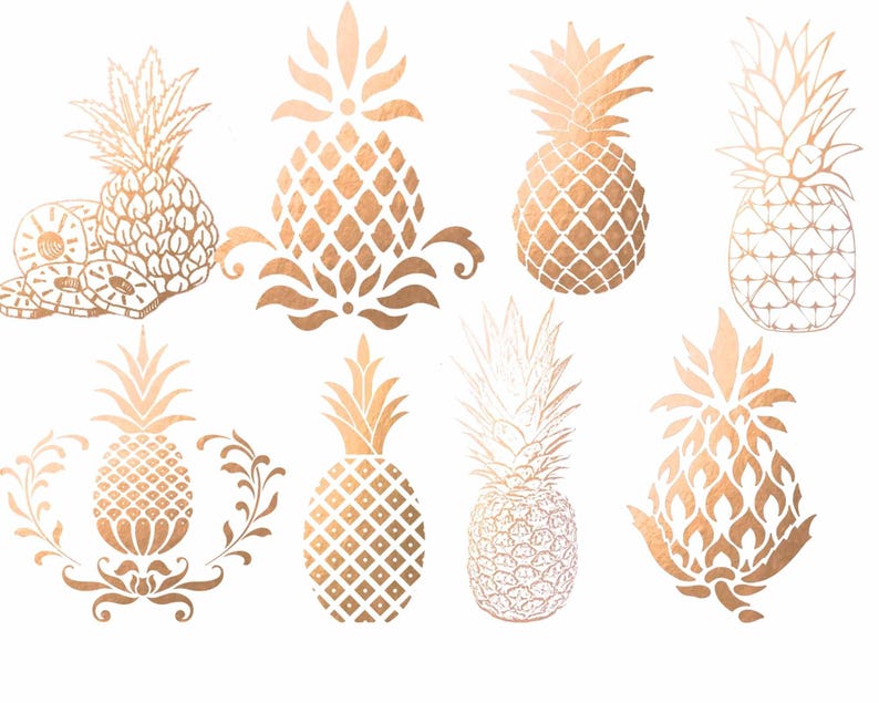 Digital Clip Art | Rose Gold Pineapples - Etsy