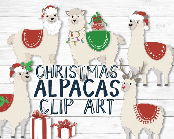 Christmas Alpaca Llama Digital Clip Art Png Files Cactus Clip | Etsy