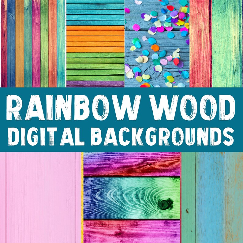 Colorful Rainbow Wood backgrounds rainbow digital textures | Etsy
