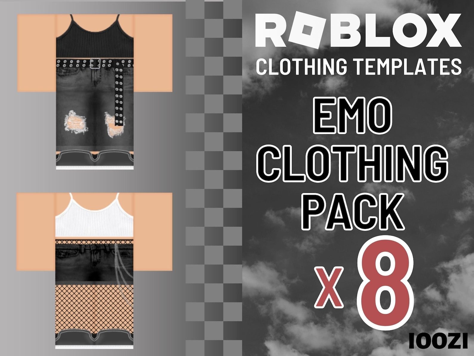 Emo Clothing Pack X8 - Roblox Clothing Templates - Digital Download ...
