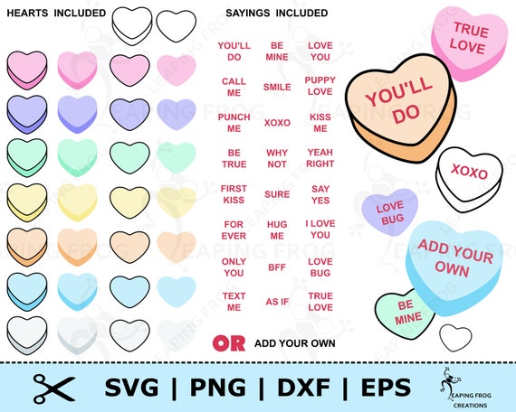Candy Hearts SVG. PNG. Mix & Match Cricut Cut Files | Etsy