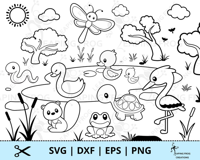 Woodland Animals SVG. PNG. Pond Water Animals. Cut Files. - Etsy