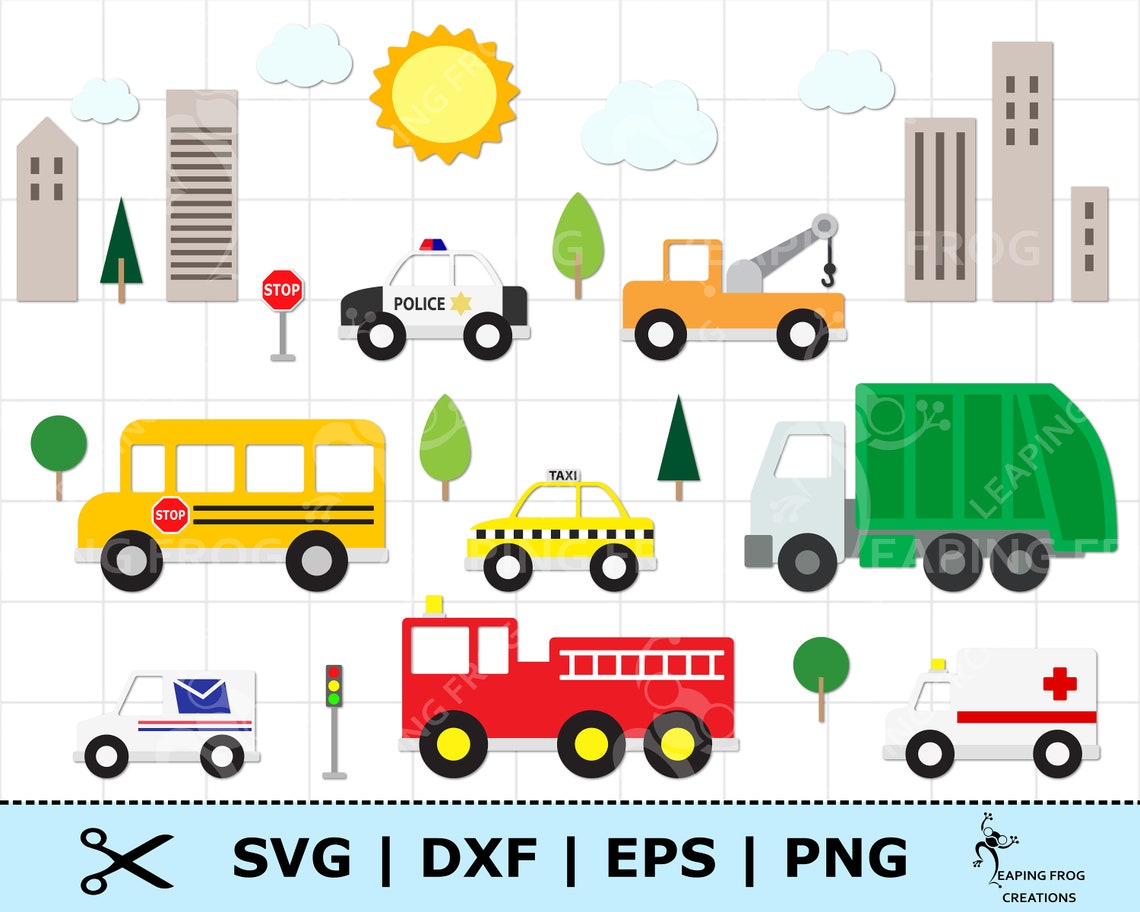 Vehicles SVG. PNG. Cut, Layered Files for Cricut / Silhouette. City ...