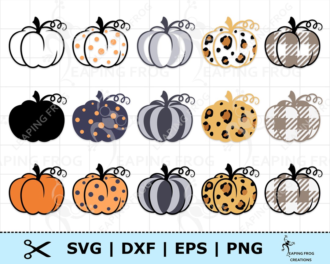 Pumpkins SVG. PNG. 15 Versions! Cricut Cut Files, Layered. Silhouette ...
