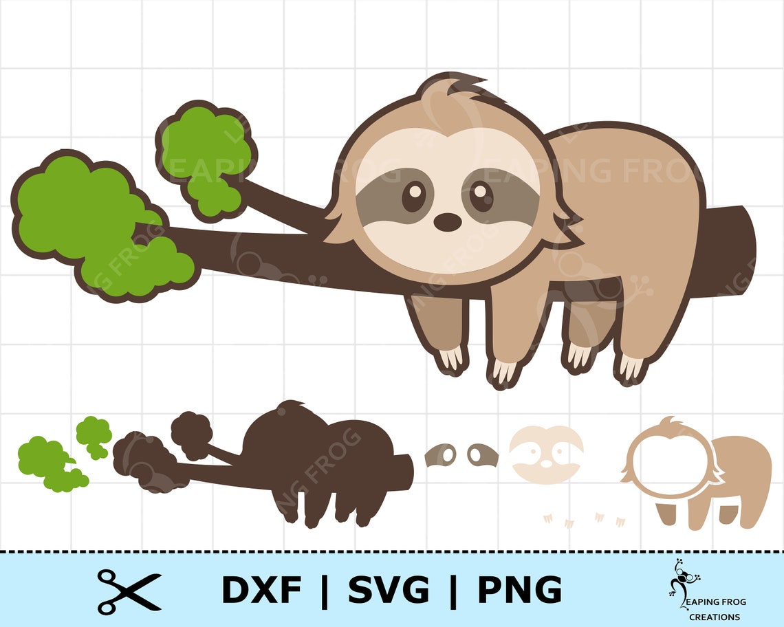 Cute Sloth SVG PNG DXF Jpg. Digital Download. Cricut | Etsy