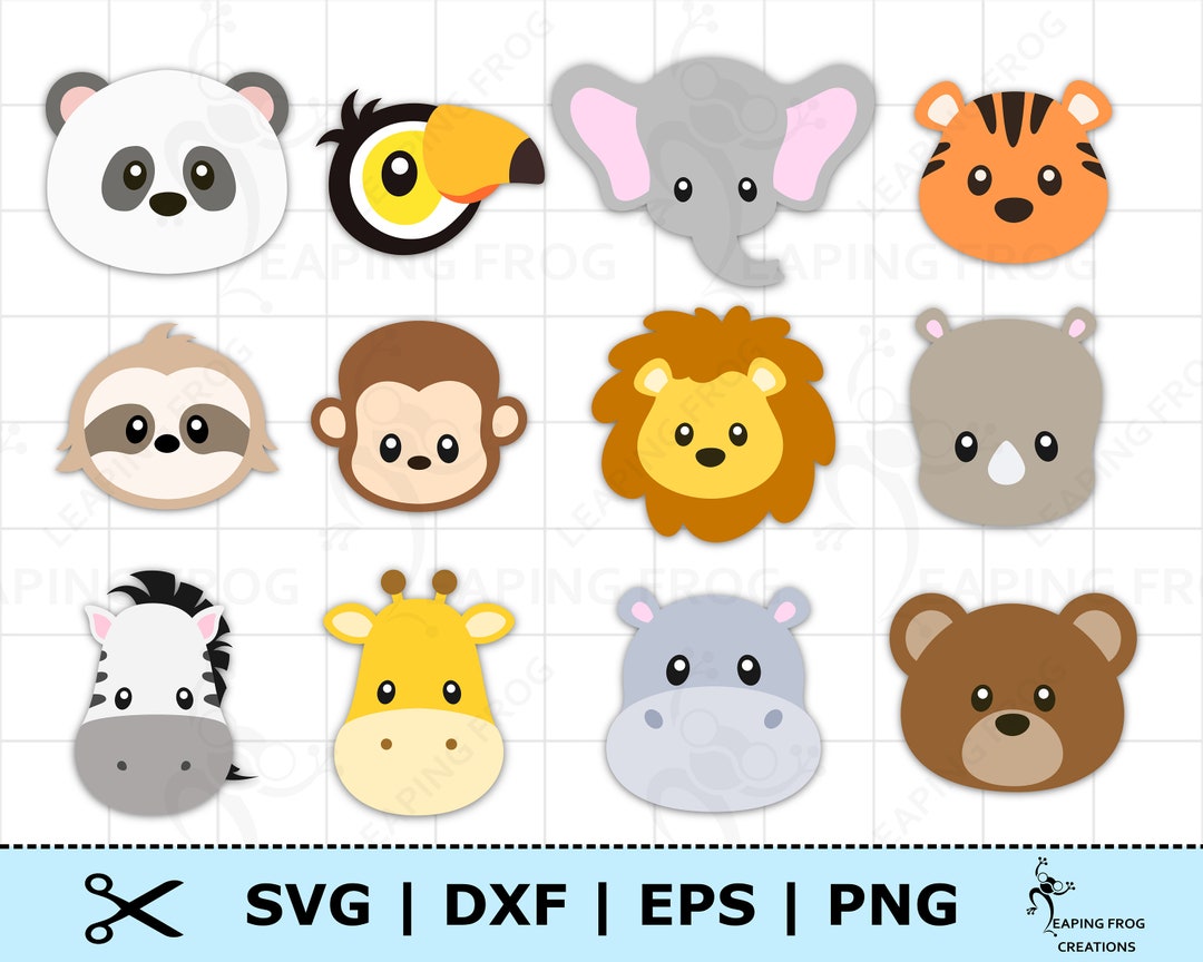 Jungle Animals SVG Set. Safari Animals SVG. Cricut Cut Files, Layered ...