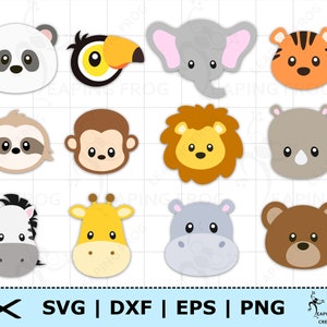 Jungle Animals SVG Set. Safari Animals SVG. Cricut Cut Files, Layered ...