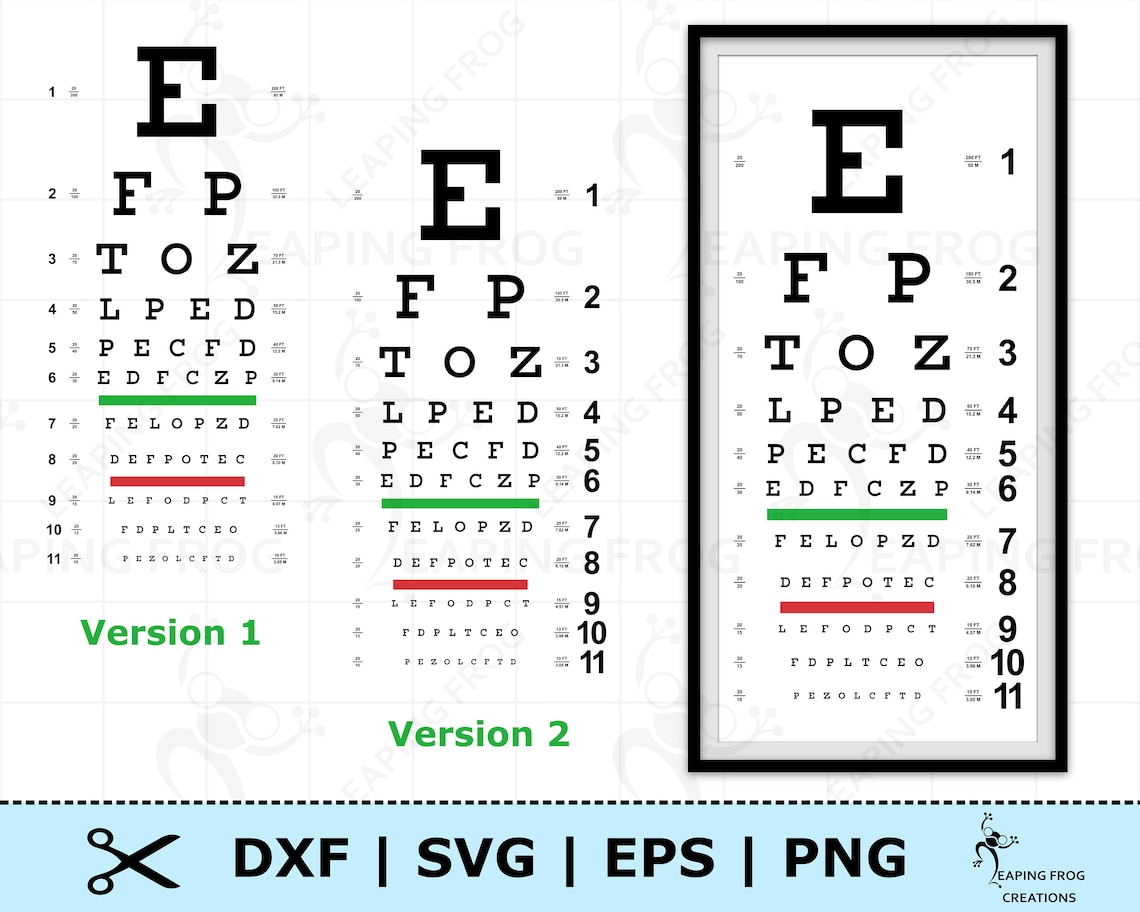 Eye Chart to Print. PNG, DXF, SVG, Eps. Cricut Cut Files, Silhouette ...