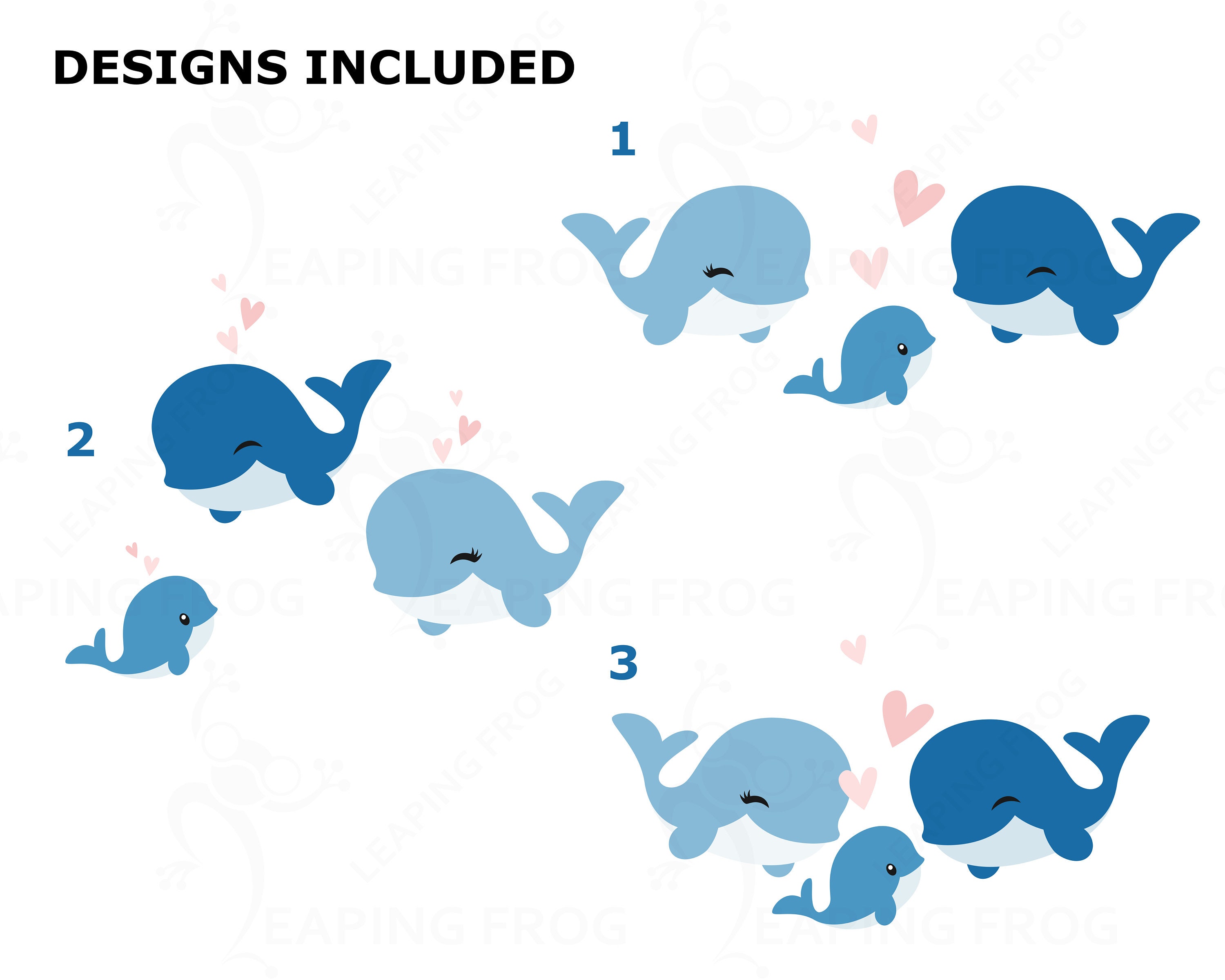 Whale SVG. Family. 3 Versions Cricut Cut Files Layered. | Etsy