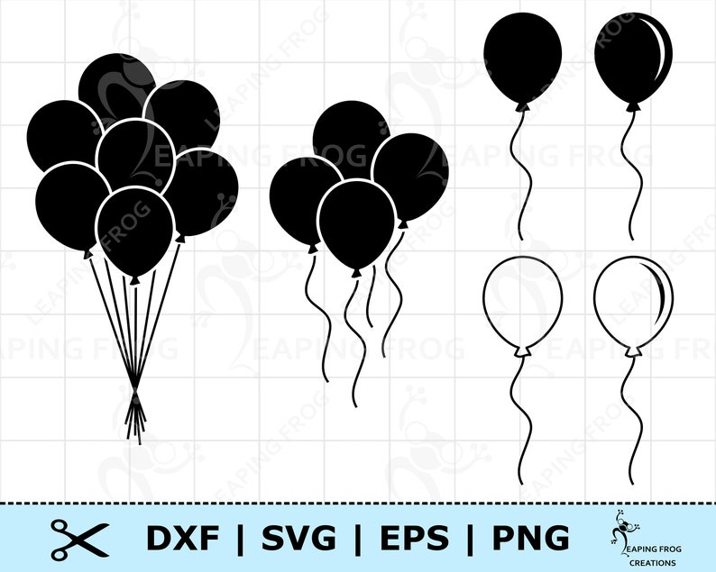 Balloons SVG. Balloons DXF. PNG. Eps. Cricut Cut Files, Silhouette. Layered Files. Digital ...