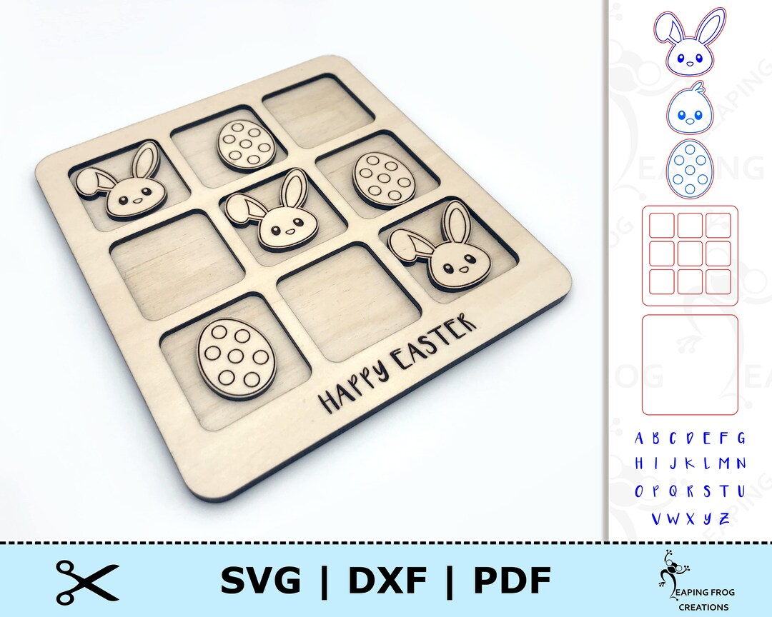 Easter Tic Tac Toe Board SVG. Laser Cut File. Customize With Name. Font ...