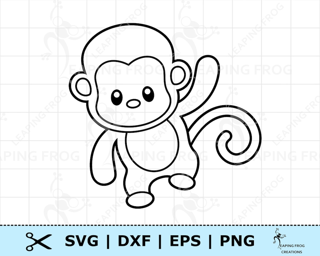 Cute Baby Monkey SVG PNG DXF Eps. Monkey Digital Download, Cricut ...