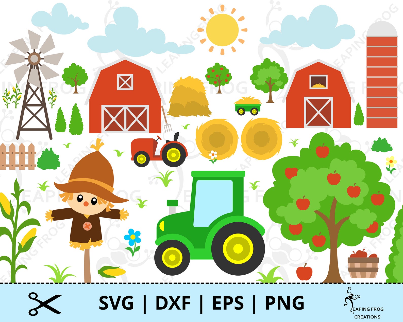 Farm SVG. PNG. Cricut Cut Files, Layered. Silhouette Files. Bundle, Set ...