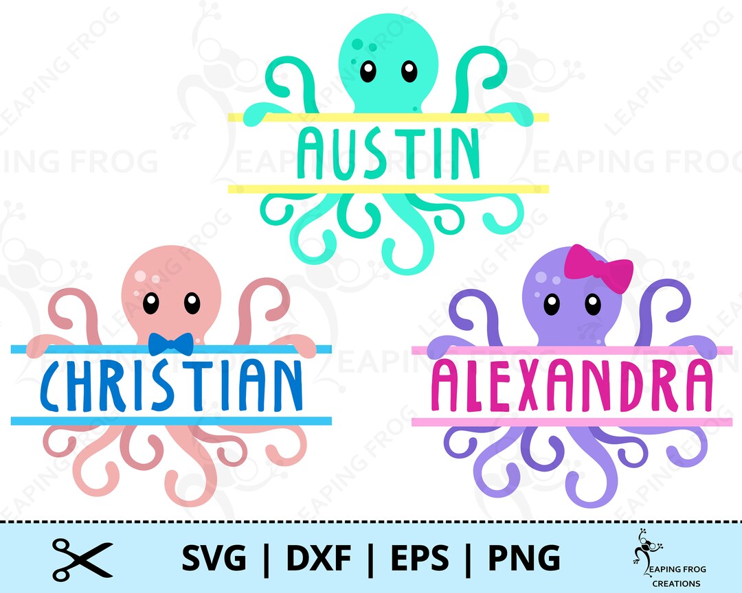 Octopus Monogram SVG. PNG. 3 Versions! Cricut Cut Files, Layered Files ...